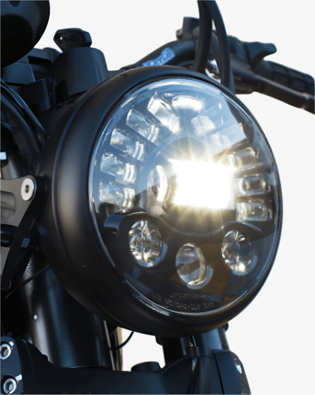 Low Profile 7″ LED Motorcycle Headlight & Black Housing | Cafe Racer Club