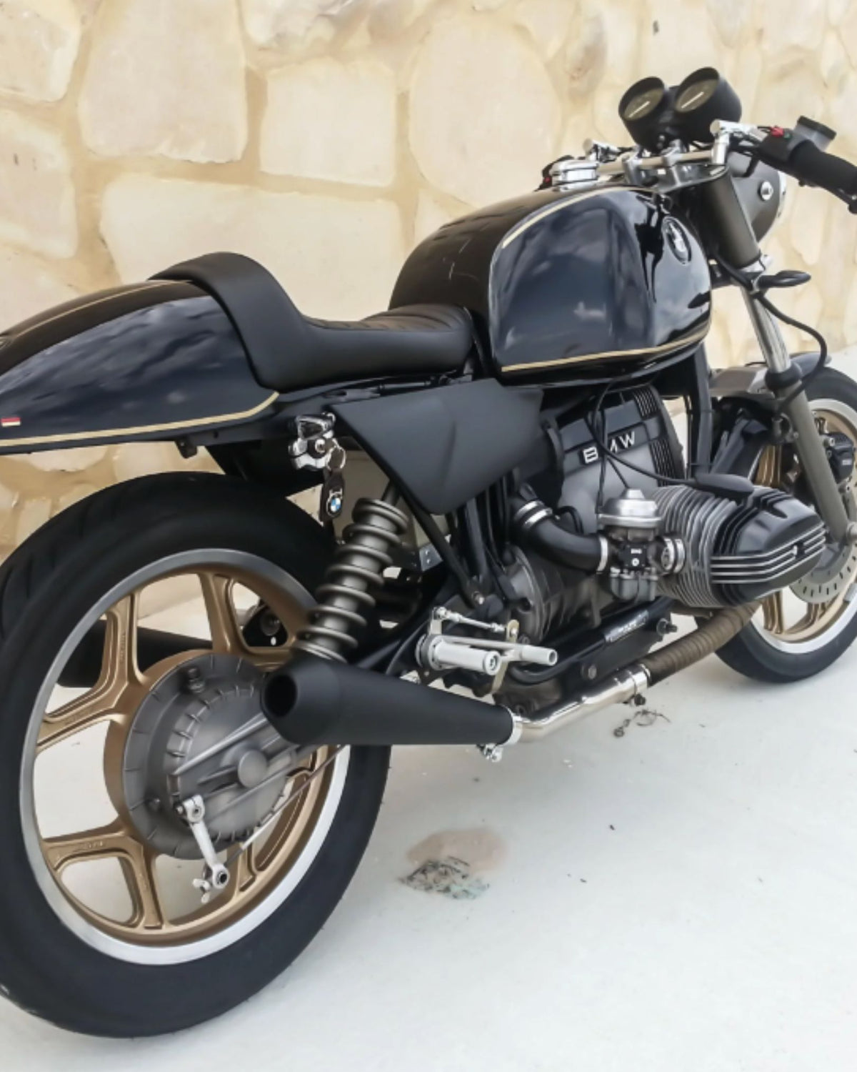 Nixon Black Stainless Steel Megaphone Cone Muffler | Cafe Racer Club