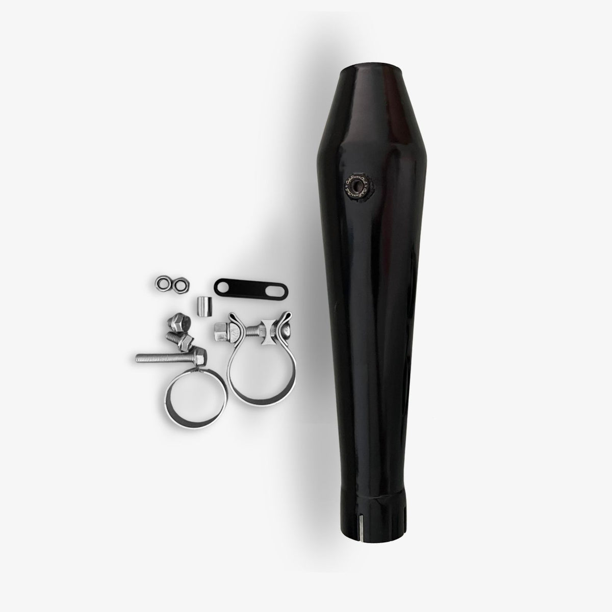 Nixon Black Stainless Steel Megaphone Cone Muffler | Cafe Racer Club